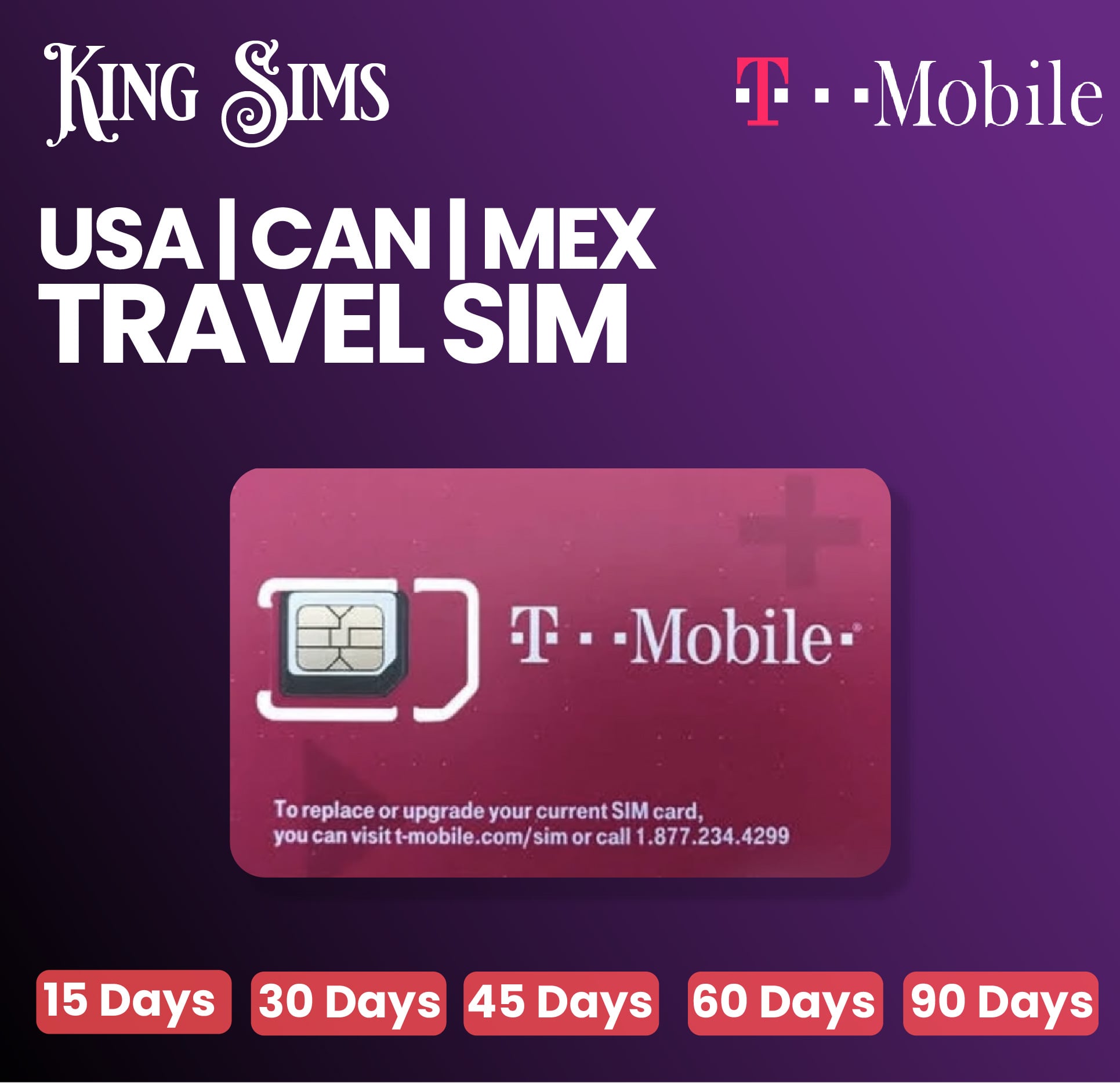 USA Travel SIM Card | Unlimited 5G Data Calls + Texts - King Sims